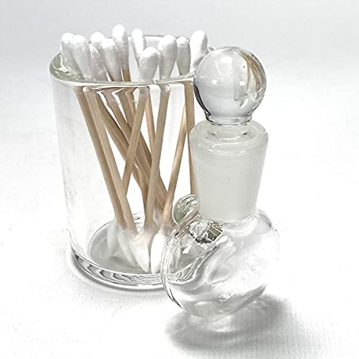 PAYKOC IMPORTS Clear Large 3" Heady Hand Blown Glass Cotton Swab Q-Tip Holder/Alcohol ISO Station