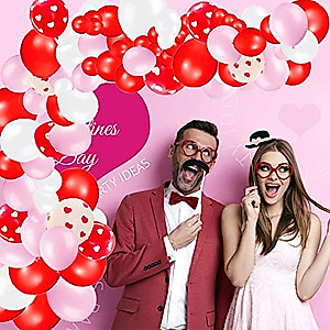 Valentines Day Balloon Garland Arch Kit Party Decorations - 113PCS Happy Valentine's Day Wedding Anniversary Engagement Decorations Pink Red Heart Mylar Balloons =