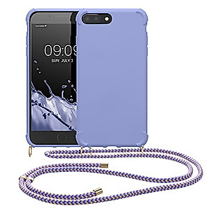 kwmobile Crossbody Case Compatible with Apple iPhone 7 Plus/iPhone 8 Plus Case - TPU Silicone Cover with Strap - Lavender