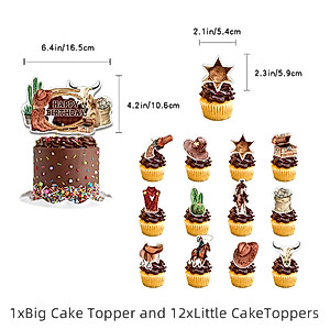 Western Cowboy Birthday Party Decorations Set with Western Cowboy Theme Happy Birthday Banner Balloon Cake Topper Cupcake Topper Background for Western Cowboy Party Supplies