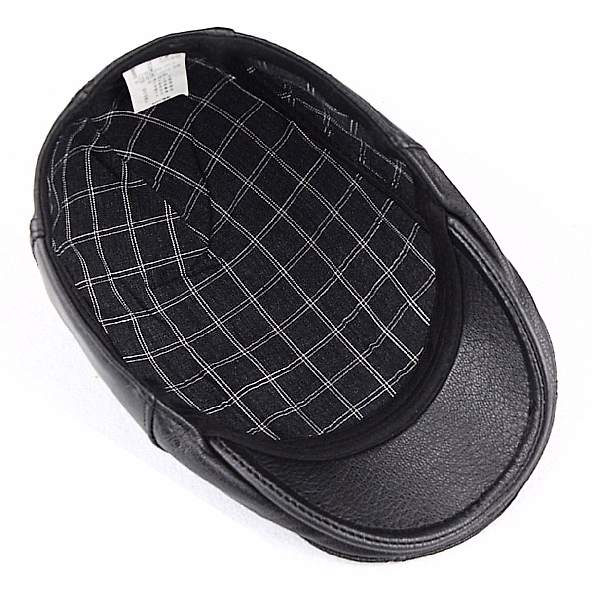 LUTICELI Men's Lambskin Leather Flat Cap Ivy Newsboy Hats Beret Cabbie Hat Black