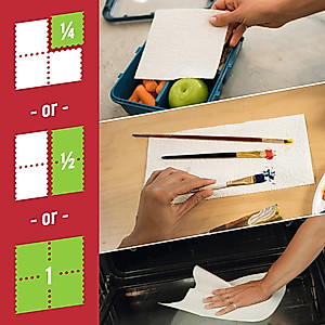 Brawny Tear-A-Square Paper Towels, 16 Double Rolls = 32 Regular Rolls, 3 Sheet Size Options, Quarter Size Sheets