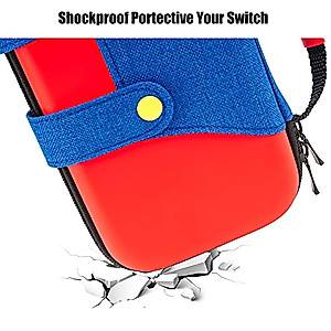 AMORBASE Switch Case Compatible with Nintendo Switch & Switch OLED - 20 Games Holder Protective Hard Shell Travel Carrying Case Pouch for Console & Accessories (Red)