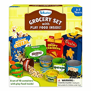 Skillmatics Pretend Play Grocery Set - 10 Containers, 100+ Play Food Items for Child's Play, Back-to-School Play Kitchen Accessories, Toy Kitchen, Fruits & Veggies, Gifts for Kids & Toddlers Ages 3-7