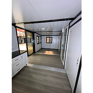 Portable Prefabricated Tiny Home, Foldable, Expandable Container with Bathroom,Bedroom,Living Room and Open Kitchen.Modern Design Small Villa,Mobile Expandable House. (Dark Grey 20x40ft)