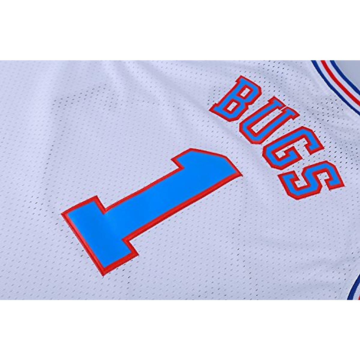 BOROLIN Mens Basketball Jersey Bugs #1 Space Jersey (White, X-Large)