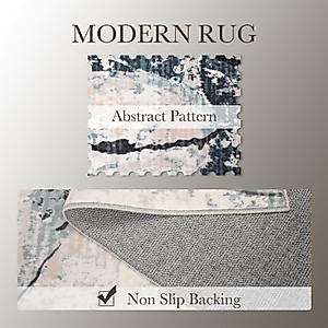 LUXLOOM Washable Rugs 9x12 Rug for Bedroom Modern Living Room Rugs Contemporary Blue Rug Abstract Large Area Rug Non Slip Throw Rugs Stain Resistant Carpet for Nursery Office Dining Room 9'x12' Blue