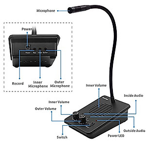 Window Speaker Intercom System Dual Way Anti-Interference Intercommunication Microphone Talk Through Glass,Voice Intercom System for Bunsiness,Bank Counter,Store,Restaurant,Office,Station,School