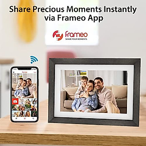 FRAMEO 32GB WiFi 10.1 Inch Digital Picture Frame with IPS Touch Screen, Effortless One Minute Setup to Share Photos or Video,Gift for Friends and Family