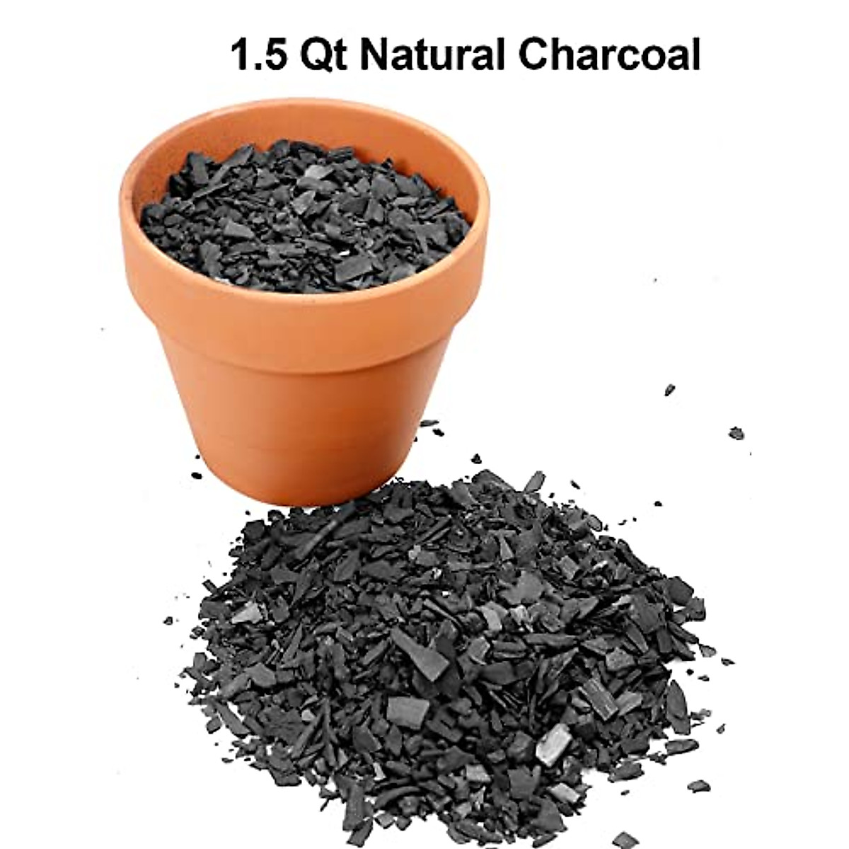 Organic Horticultural Charcoal, 100% All Natural Hardwood Charcoal, Activated Plant Charcoal for Soil Amendment, Orchids, Terrariums, Indoor Plants, Planting, and Gardening, 1.5 Quarts