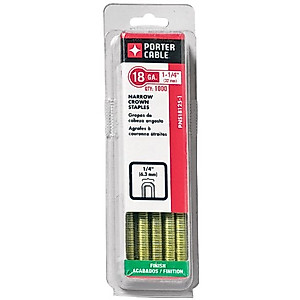 PORTER-CABLE PNS18125-1 1-1/4-Inch, 18 Gauge Narrow Crown (1/4-Inch) Staple (1000-Pack)