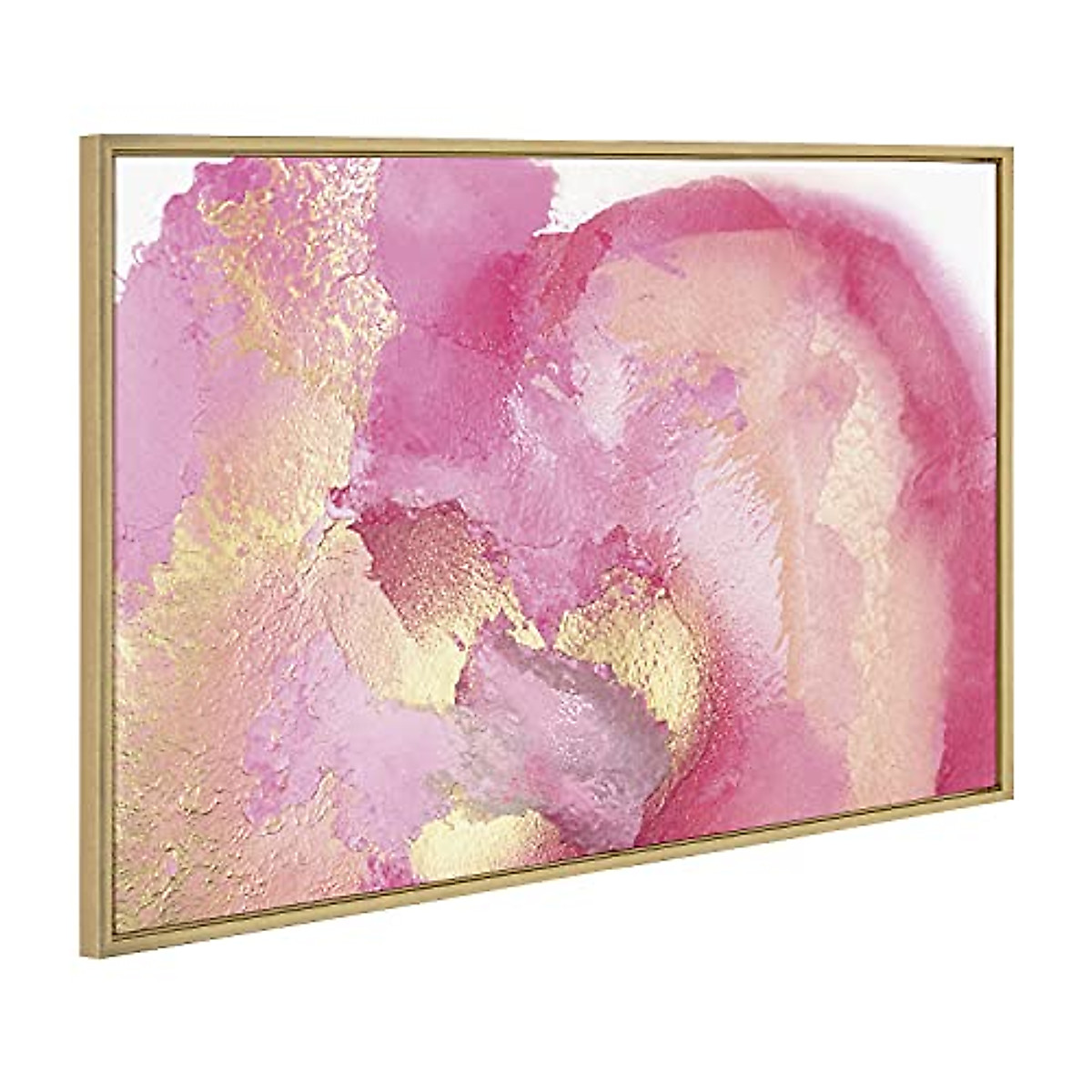 Kate and Laurel x Mentoring Positives Collaboration Pink Golden Hour Framed Canvas Wall Art, 23x33, Gold, Feminine Abstract Art Print for Wall