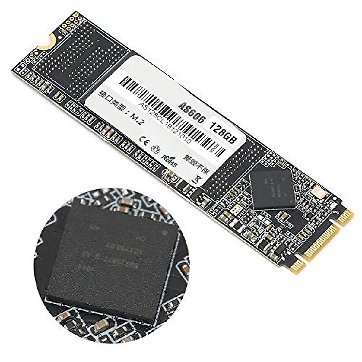 M.2/NGFF Solid State Drive, 2280 128GB SSD with 551MB/S Reading Speed and 212MB/S Writing Speed for Laptop Desktop Computer AS606