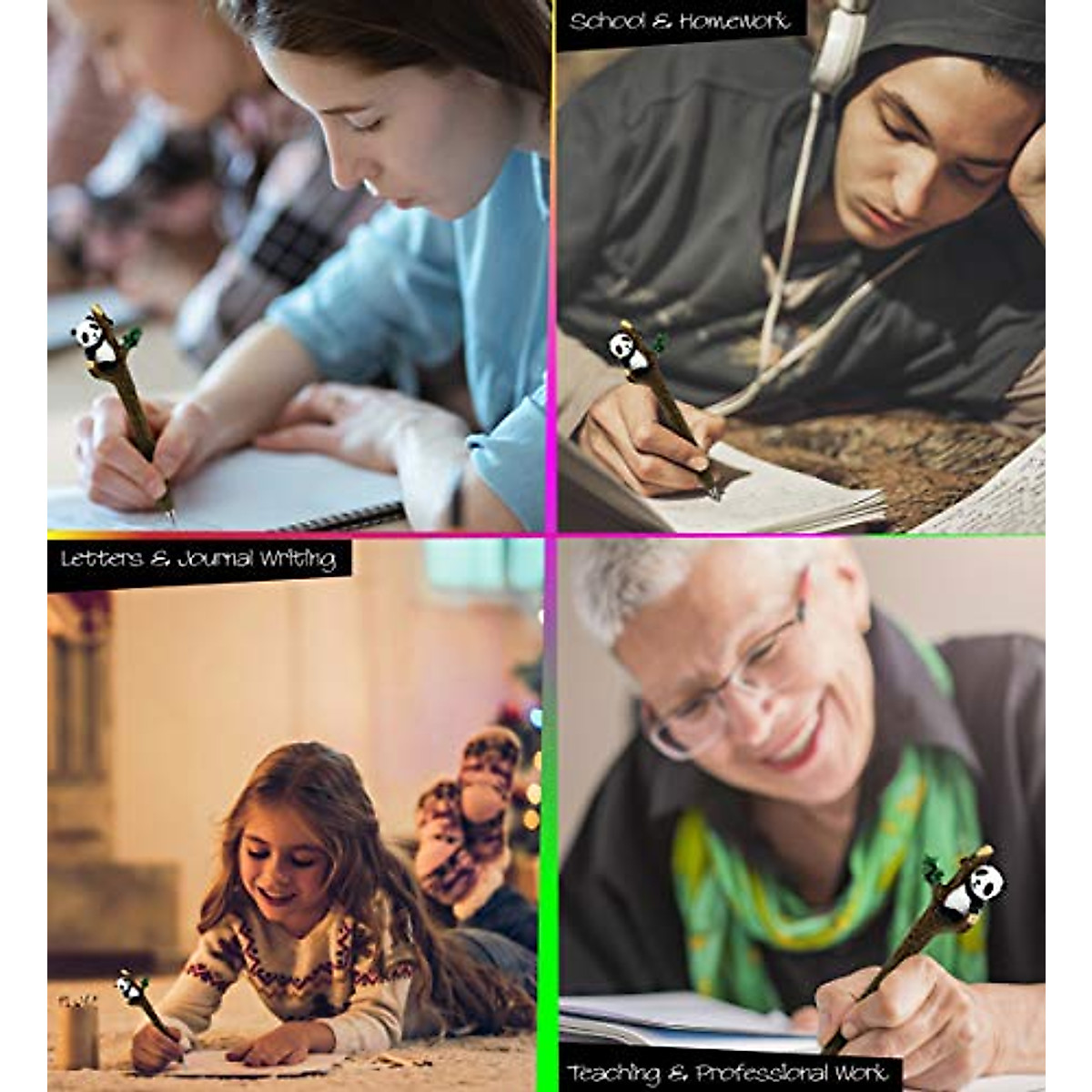 Planet Pens Panda Novelty Pen - Fun and Unique Kids and Adults Ballpoint Pen, Colorful Wild Life Writing Pen Instrument For Cool Stationery School and Office Desk Decor