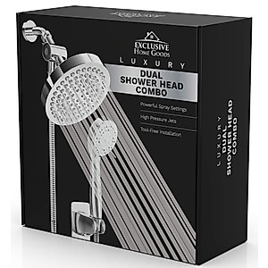 Shower Head With Handheld Combo, 6 Inch High Pressure Rainfall Showerhead With Hand Held 70 Inch Hose for Bath - Adjustable Swivel Shower Head Spray Anti-leak Nozzles - Universal Fit