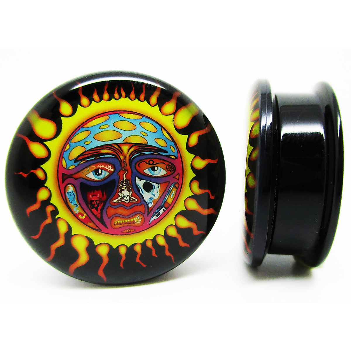 Pierced Republic Sublime Sun Ear Plugs - Acrylic Screw-On - 10 Sizes - *Pair* (2 Gauge (6mm))