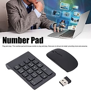 2.4GHz 1200 DPI 18 Key Number Pad Number Pad Mouse Combo Sensitive Remote Technology Plug and Play for Home Office
