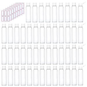 Trendbox 120ml/4oz Clear Plastic Empty Bottles with Flip Cap BPA-Free Travel Containers for Shampoo, Lotions, Liquid Body Soap and Massage Oils - 48 Pack