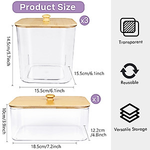 3+1 Pack Laundry Pods Container,Clear Laundry Room Organization Containers,Large Laundry Detergent Powder Storage Containers with Bamboo Lids & Labels,Laundry Pods Holder for Scent Booster,Powder,Pods
