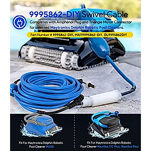 9995862 DIY Swivel Cable 2 Wire, 18M, Replace for Dolphin Pool Cleaners M200, Nautilus CC Plus, Maytronics 9995862-DIY