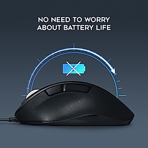 ELECOM USB Wired Mouse, Corded Mouse with Quiet, Silent Click, Ergonomic Design, 5 Button, for Windows and Mac, Large Size (M-XGL10UBSBK-US)