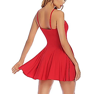 ADOME Sexy Mini Dresses for Women Club Party Dress Ruffle Hem Summer Dresses for Women Bright Red,XL