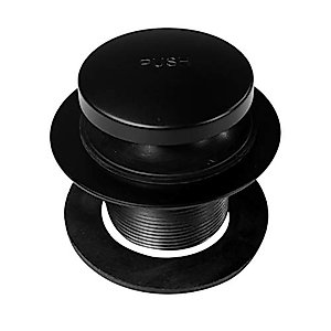 Westbrass D931K-62 1-3/8" Fine Thread Tip-Toe Bathtub Drain Plug Trim Set with One-Hole Overflow Faceplate and 1-1/2" Adapter Bushing, Matte Black