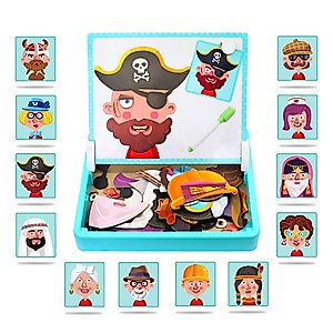 ZSFLZS Magnetic Puzzles Face Dress Up Travel Game Double Side Preschool Educational Learning Toy for Kids