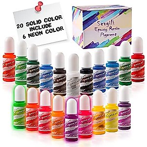 Resin Color Pigment - 20 Color Epoxy Resin Pigment, Resin Dye, High Transparent Epoxy Color Pigment Tint, UV Epoxy Resin Color Pigment, 6 Neon Color and 14 Solid Color Epoxy Resin Pigment Liquid