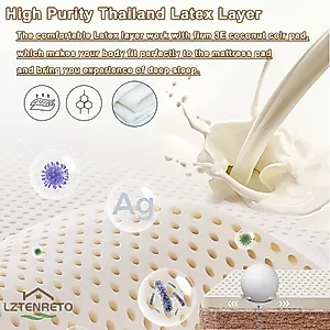 LZTENRETO Firm Coconut Palm Mattress Organic Coconut Coir Mattress Quiet Coir Mattress Pad Thick Coir Mattress 6cm 9cm 11cm Spine Friendly (White-B,Full 11cm)