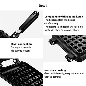 Baffect Non-stick Waffle with 5 Inches Easy Cleanup Surfaces, Portable Stove Top Aluminum Waffle Maker Pan Perfect for Family Breakfast Baking
