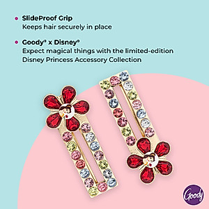 GOODY Hinge Jewel Clip - Disney Princess, Belle - Slideproof Rhinestone Hair Accessories for Men, Women, Boys & Girls - Style With Ease & Keep Your Hair Secured - All Hair Types