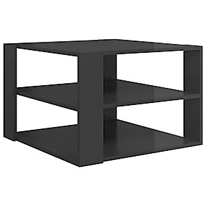 QJBSAVVA Coffee Table High Gloss Gray 23.6"x23.6"x15.7" Engineered Wood,Bedside Tables Side Tables End Tables Entrance Tables Suitable for Meeting Rooms, Reception Rooms, Offices