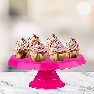 GRUPO MIRANDINHA Acrylic Round Slim Lace Cake Stand Cupcake Stand Candy Stand (Pink)