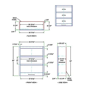 Concepts In Wood Midas Three Shelf Bookcase 36" H Espresso Finish