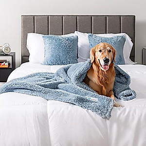 PetAmi Dog Blanket for Large Dogs Blue, Fluffy Soft Puppy Blanket, Sherpa Fleece Cat Blanket for Kitten, Calming Pet Blanket Throw for Bed Washable Sofa Couch Cover, X-Large 60x80