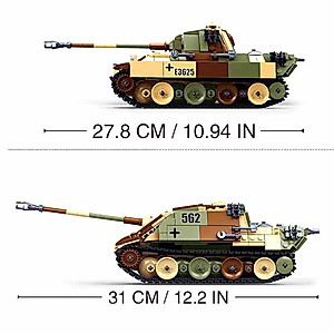 DAHONPA Panzer G Tank Army Building Block(725 PCS),WW2 Military Historical Collection Model with 3 Soldier Figures,Toys Gifts for Kid and Adult.