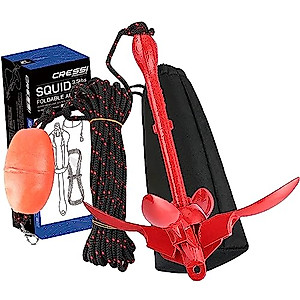 Cressi Foldable Anchor Set for Stand-Up Paddle Board - 3.5 lb, 33 ft Rope - Squid: Designed in Italy