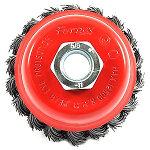 Forney 72757 Wire Cup Brush, Knotted with 5/8-Inch-11 Threaded Arbor, 2-3/4-Inch-by-.020-Inch