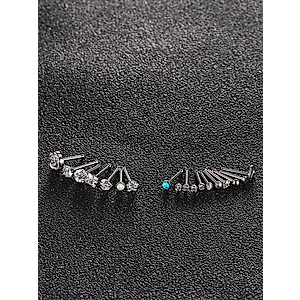 JOVITEC Stainless Steel Nose Stud Set Steel Nose Ring Rose Ball Labret Body Piercing Jewelry for Party Wear or Clothes Matching, 20 G (16 Pieces, Bone Stud)