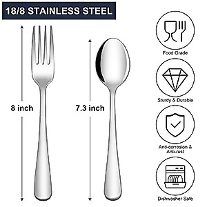24-piece Forks and Spoons Silverware Set, Food Grade Stainless Steel Flatware Cutlery Set for Home, Kitchen and Restaurant, Mirror Polished, Dishwasher Safe