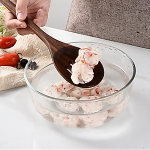 6 PCS Black Walnut Kitchen Utensils Set for Cooking, Natural Wooden Cooking Utensils,Wood Slotted Spoon Spatula Turner Set for Nonstick Cookware Pasta Fork Spaghetti Server Soup Ladle,A