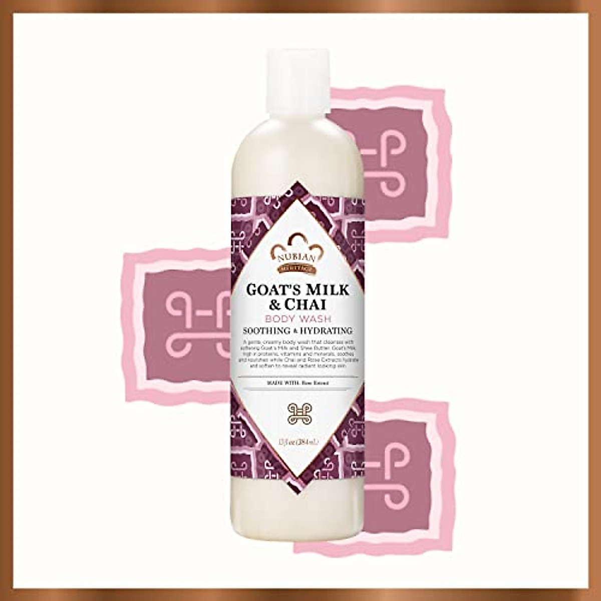 Nubian Heritage Body Wash Goats Milk and Chai Soothing & Hydrating Body Cleanser Made with Fair Trade Shea Butter, 13 oz