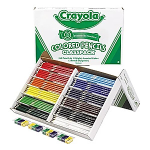 Crayola Colored Pencils Classpack, 240 Count, Bulk Classroom Supplies For Teachers, 12 Assorted Colors