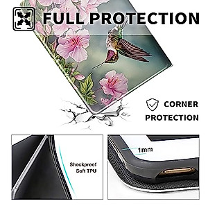 Case for iPad Air 5th Generation (2022) /Air 4th Generation (2020) 10.9 Inch, Slim PU Leather Multi-Angle Smart Folio Stand Cover with Auto Wake Sleep, Hummingbird Flower