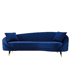 Modway Echo Curved Back Performance Velvet Sofa in Navy