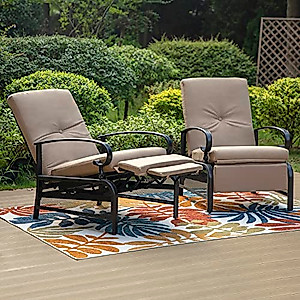 PHI VILLA Oversized Outdoor Recliner Chairs Set of 2, Zero Gravity Metal Patio Recliner Lounge Chairs with Removable Beige Cushions for Garden, Poolside, Lawn