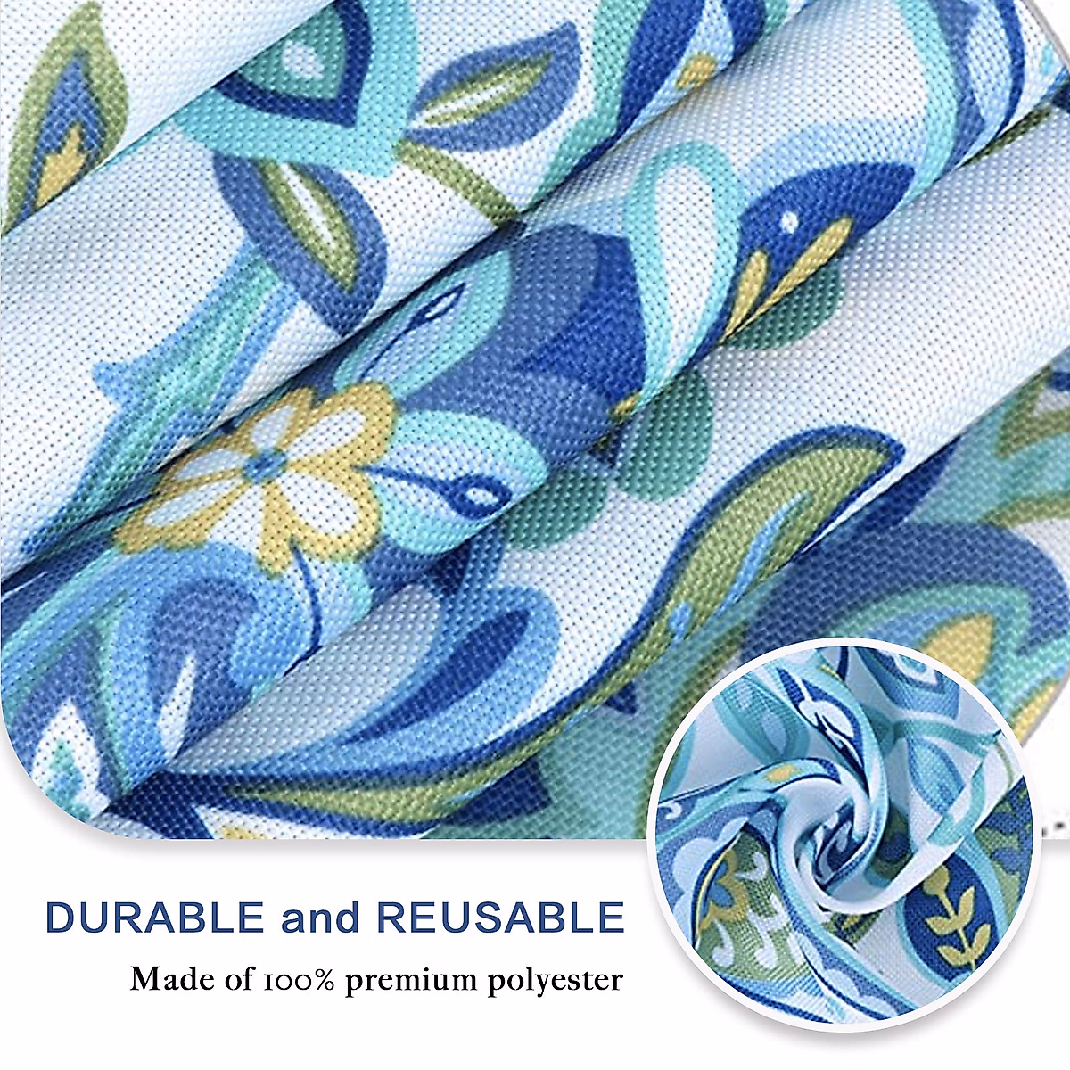 UMINEUX Outdoor Tablecloth with Umbrella Hole and Zipper, Spring/Summer Waterproof Table Cover for Picnic/BBQ/Garden(60" Round Navy&Green)