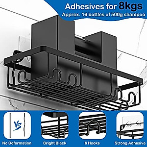MOKANI Shower Caddy Basket Shelf with Soap Dishes-4 Packs,No Drilling Adhesive Shower Caddy Shelf Organizer with Hooks,Rustproof Bathroom Shelf for Bathroom Kitchen