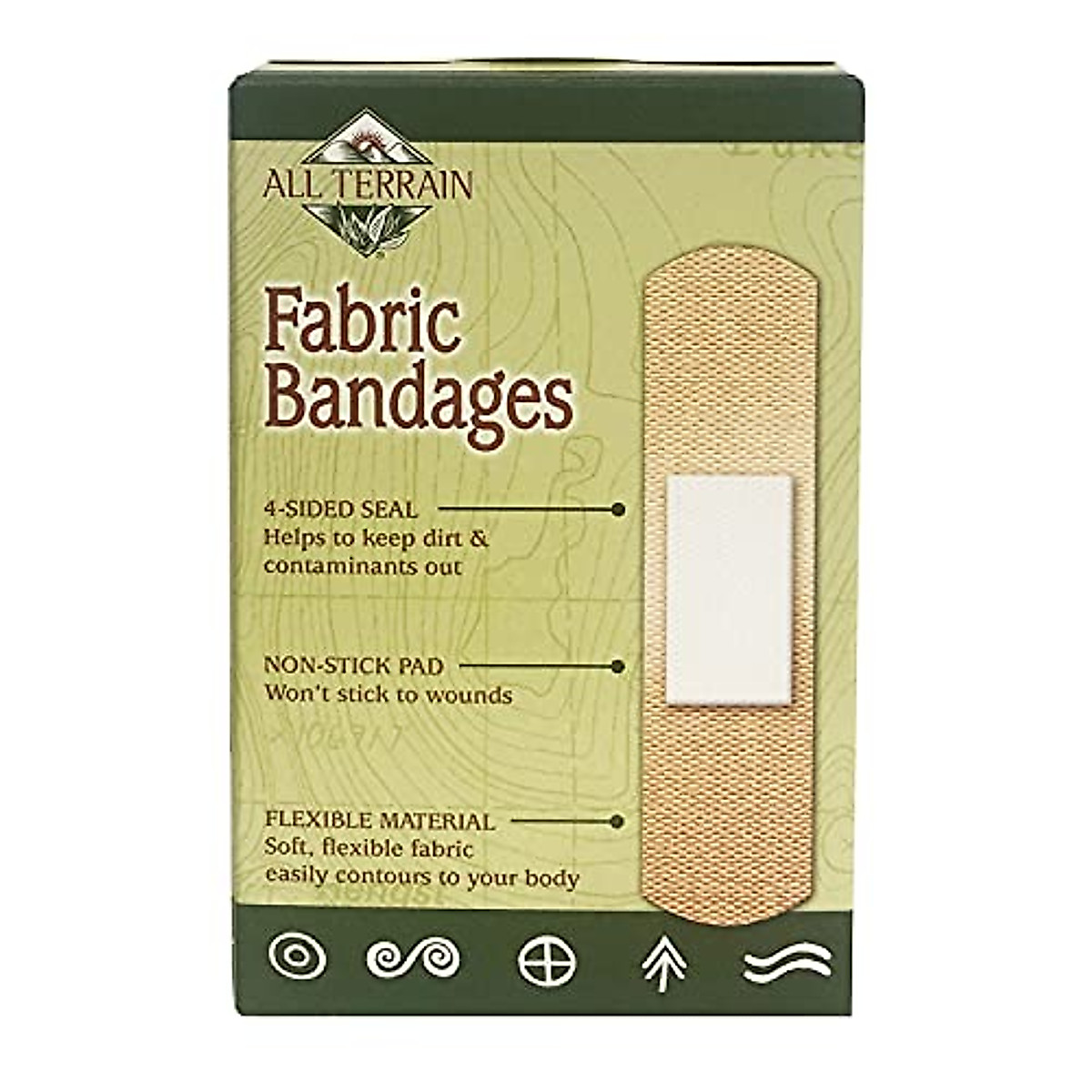 All Terrain Fabric Bandages, Latex-Free Flexible Protection, 30 Count, Assorted Sizes, Sterile